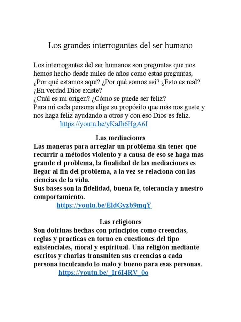 Vsfdqy Los Grandes Interrogantes Del Ser Humano | PDF