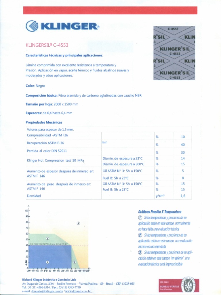 KLINGER C-4553 Ficha Técnica | PDF