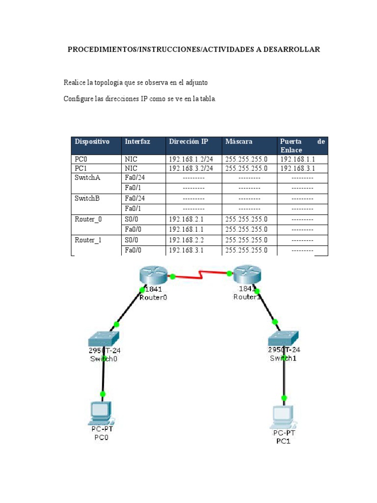 Practica Redes | PDF | Dirección IP | Enrutador (Computación)