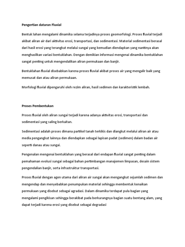 Pengertian dataran Fluvial | PDF
