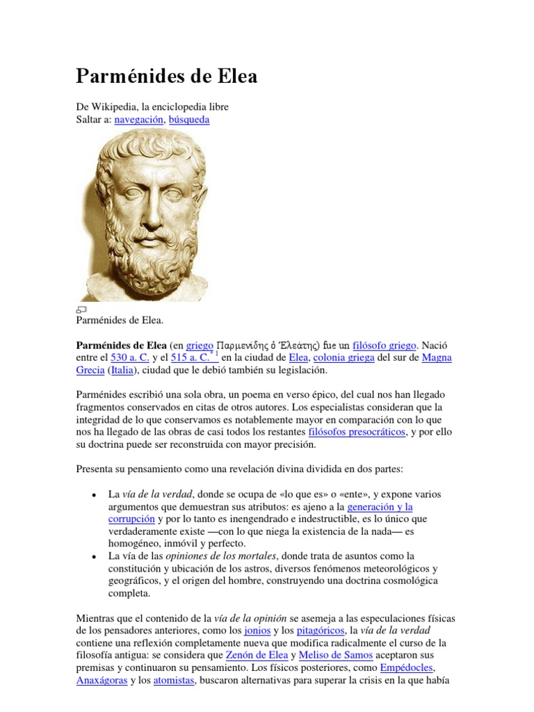 Filosofía de Parménides de Elea | PDF | Science | Ciencia filosófica