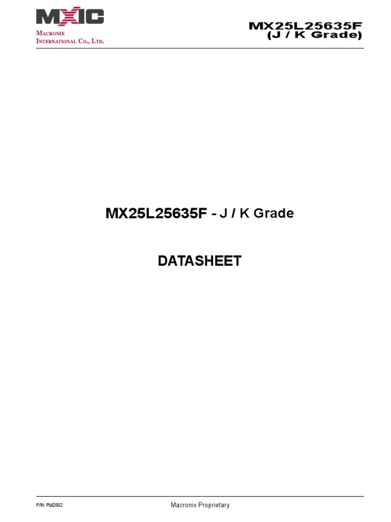 MX25L25635F, 3V, 256Mb, v1.2 | PDF | Input/Output | Flash Memory