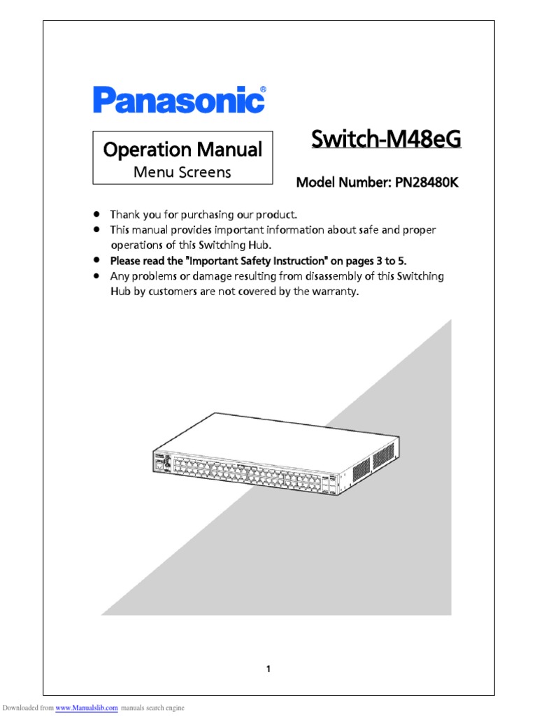Panasonic Switch-M48eG | PDF | Network Switch | Duplex (Telecommunications)