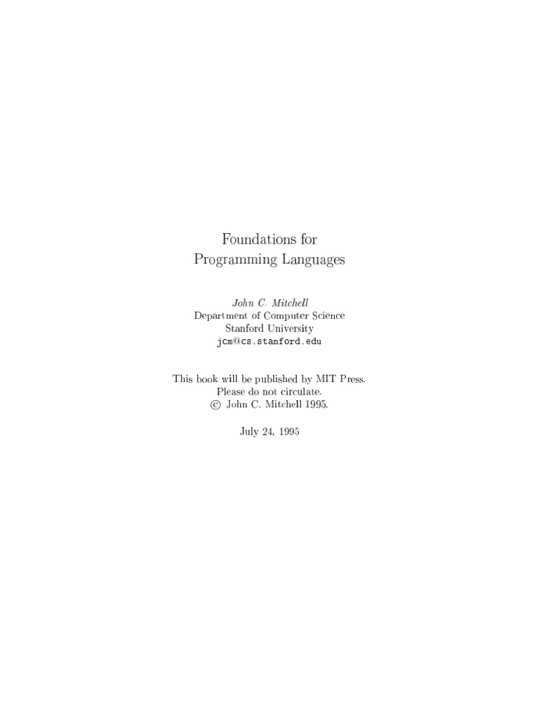 Foundations For Programming Languages by John C. Mitchell | PDF ...