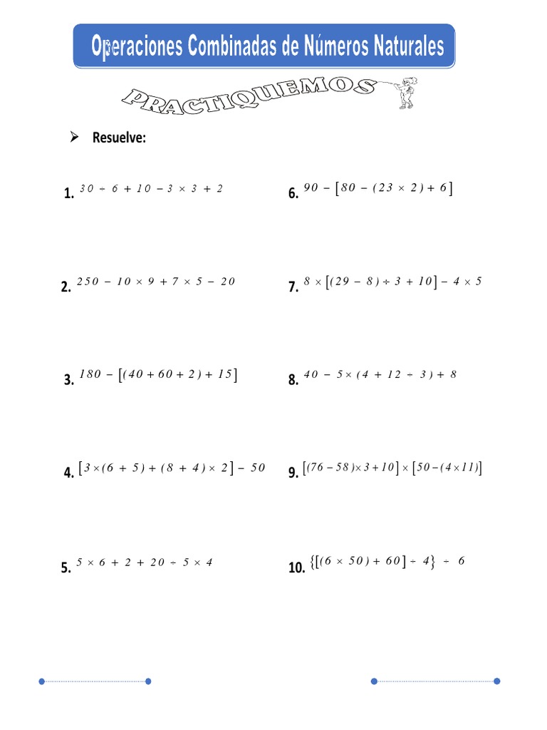 Operaciones Combinadas de Numeros Naturales | PDF