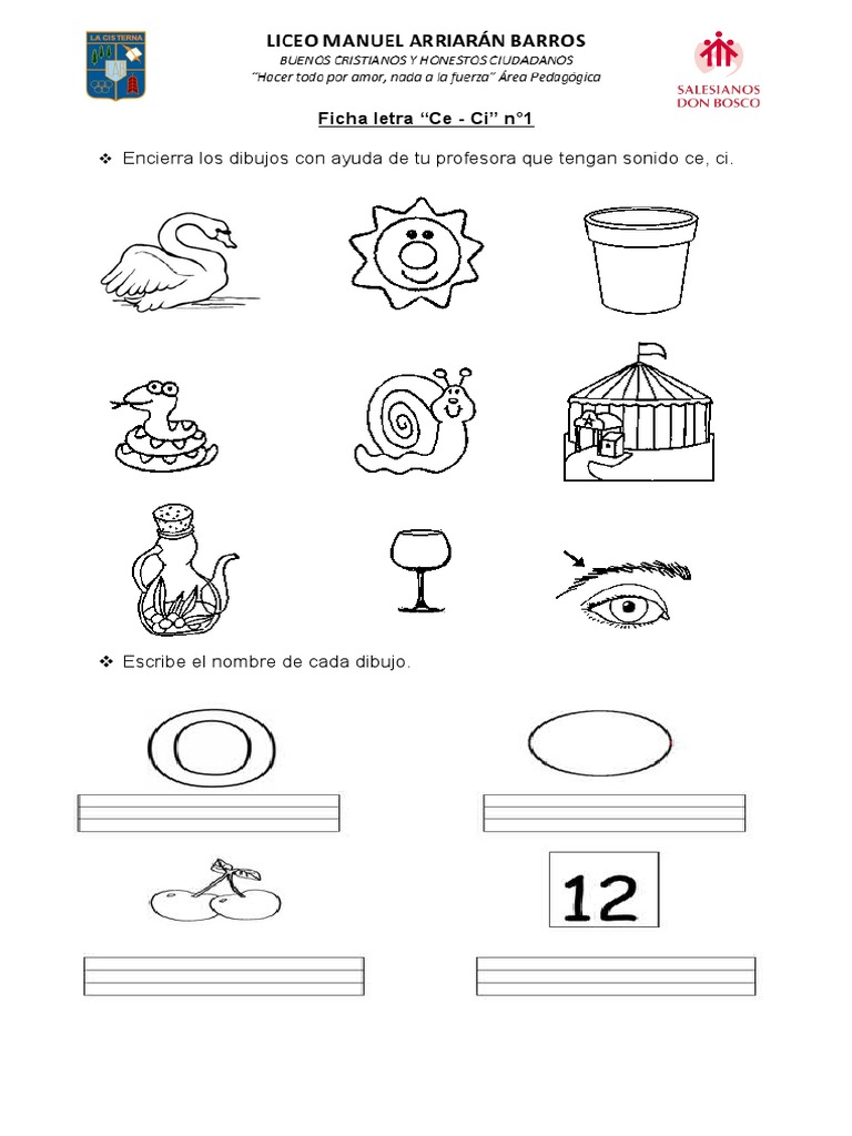 Actividades de lectoescritura: Ce - Ci | PDF | Hogar, jardinería y bricolaje | Arte