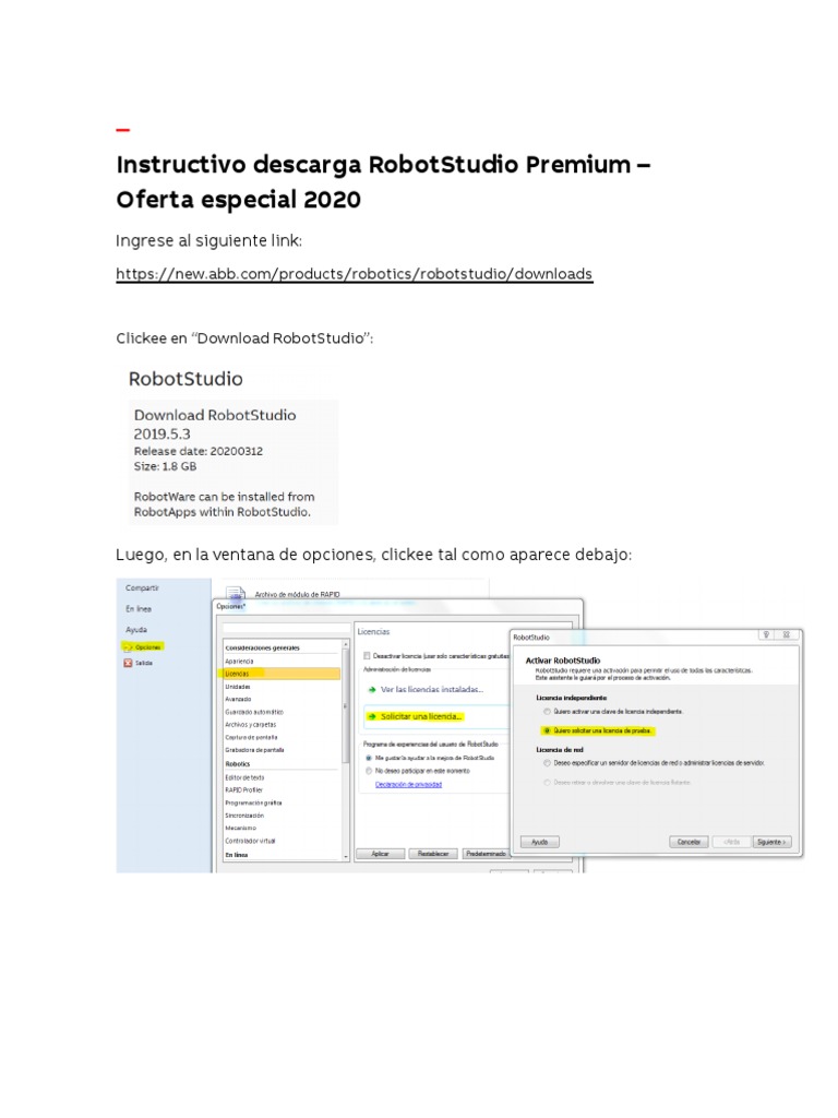 1 - Guía de Instalación Básica - RobotStudio | PDF