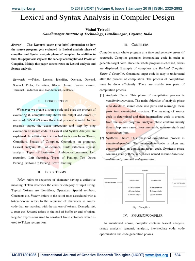 Lexical and Syntax Analysis in Compiler Design by Vishal Trivedi | PDF | Parsing | Syntax (Logic)