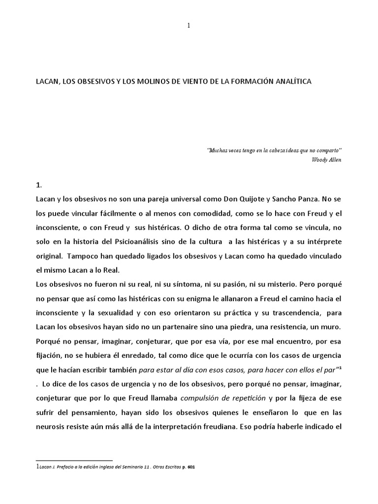 Lacan y los Obsesivos en Psicoanálisis | PDF | Jacques Lacan ...
