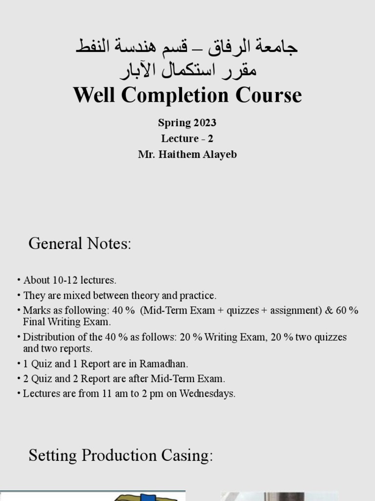 Lecture2 Well Completion Pdf Casing Borehole Petroleum Reservoir