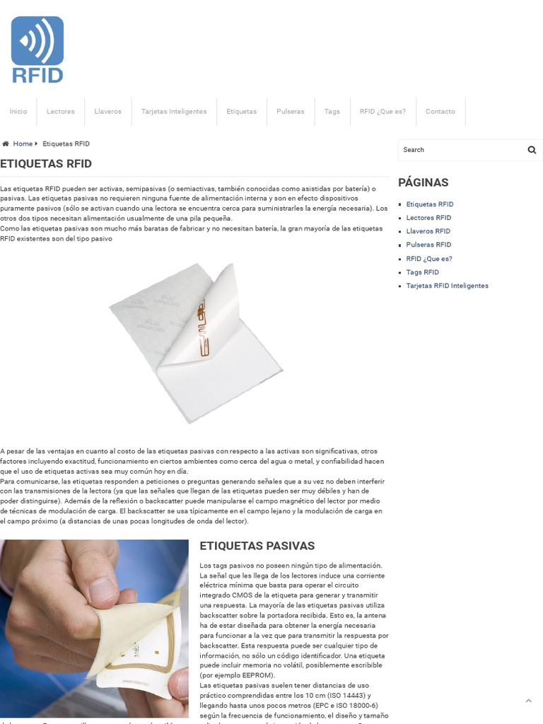 Etiquetas RFID - Tarjetas RFID | PDF | Identificación de frecuencia de radio | Electricidad