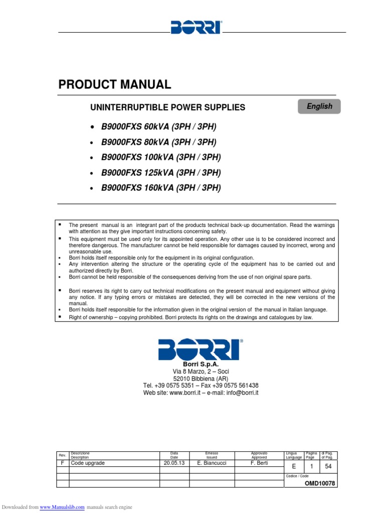 Borri Uninterruptible Power Supplies B9000 FSX | PDF | Power Inverter | Rectifier