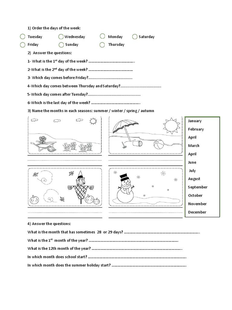 Day, Months, Seasons | PDF