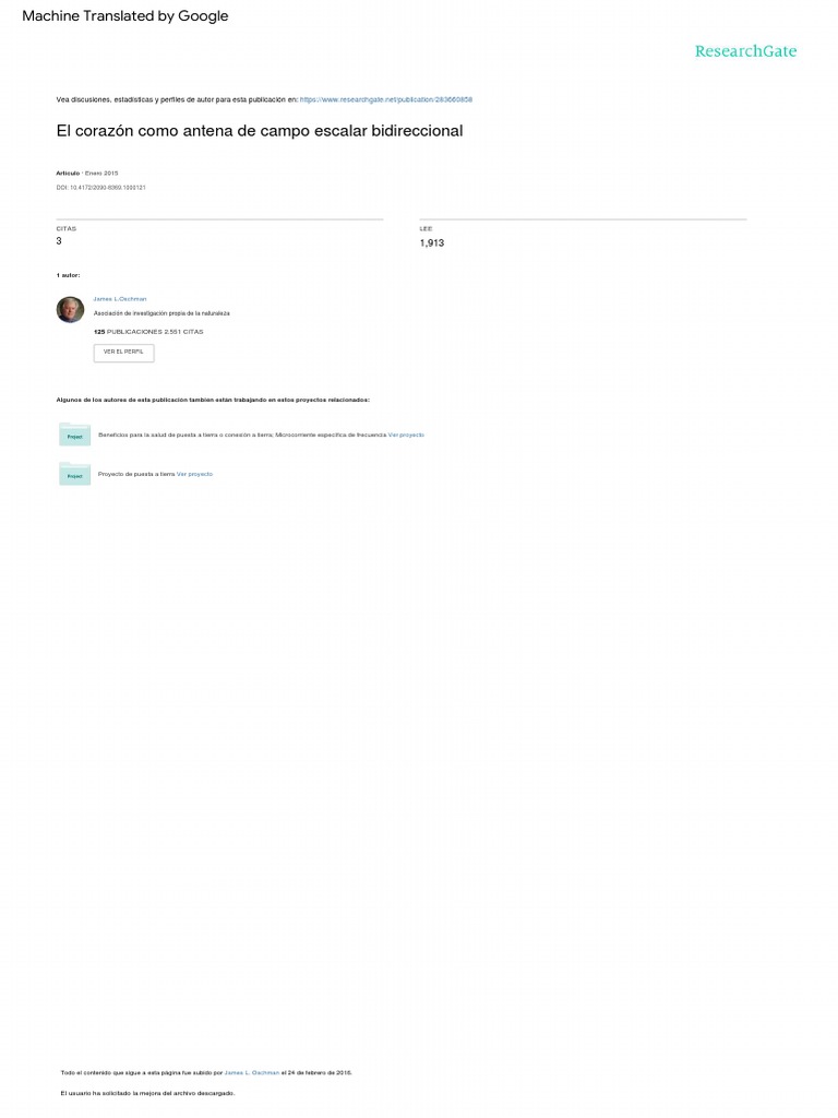 El Corazón Como Antena de Campo Escalar Bidireccional Oschman | PDF