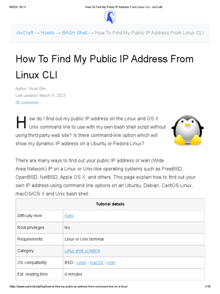 How To Find My Public IP Address From Linux CLI | PDF | Operating System | Linux