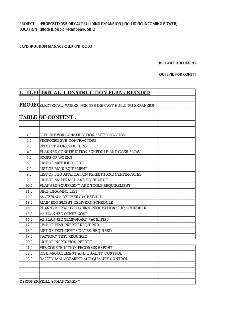 1 Project Outline | PDF | Electrical Wiring | Electric Power Distribution