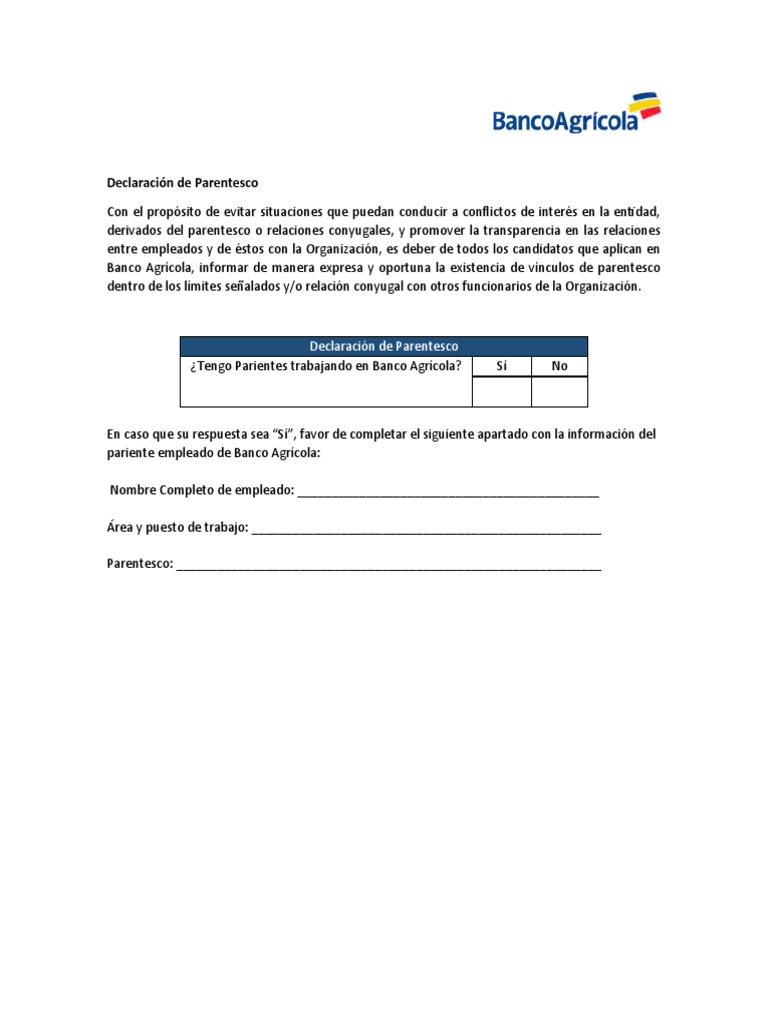 Declaración de Parentesco 2021 | PDF