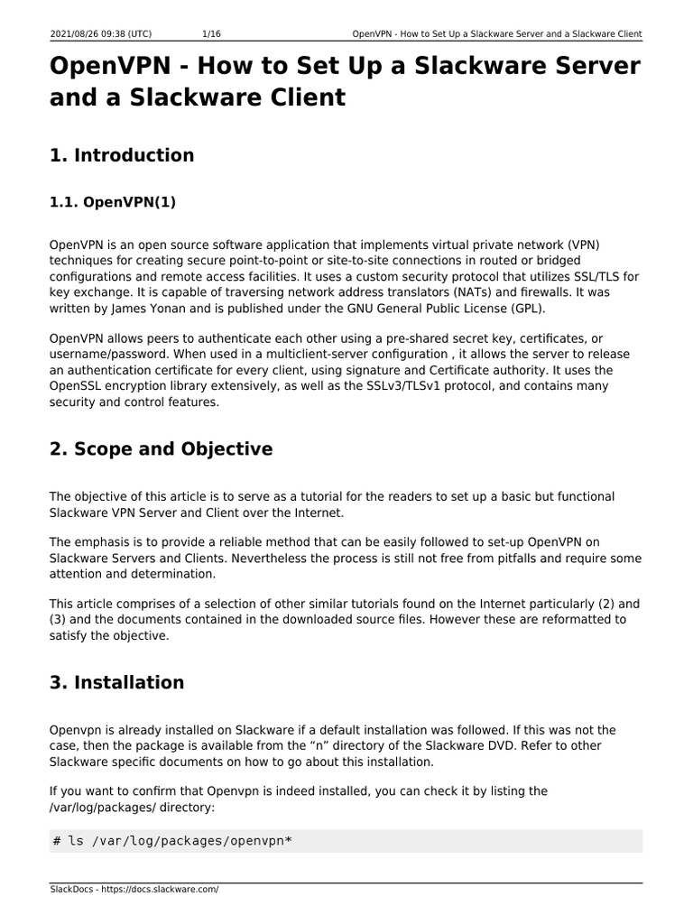 OpenVPN - How To Set Up A Slackware Server and A Slackware Client | PDF | Secure Communication ...