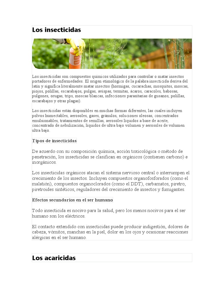 Los Insecticidas y Acaricidas | PDF | Insecticida | Insectos