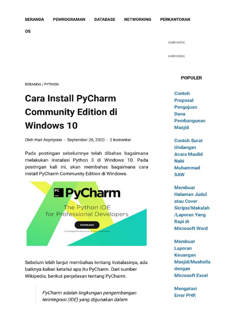 A - 03 - Cara Install PyCharm Community Edition Di Windows 10 | PDF