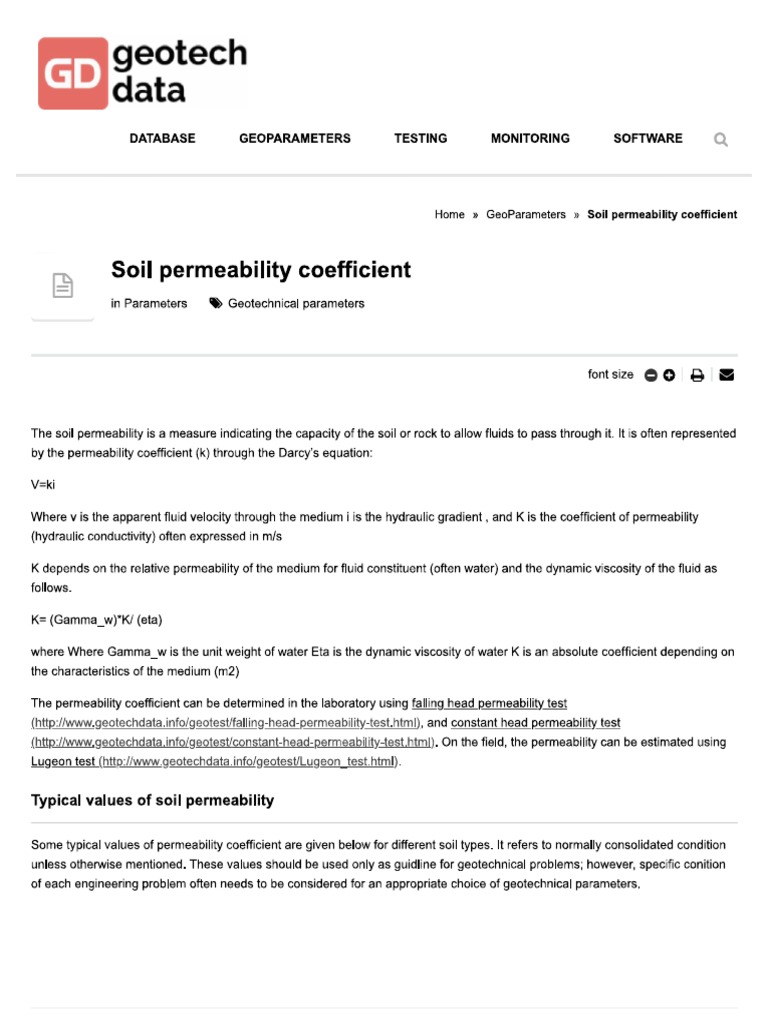 Soil Description +permeability Coefficient | PDF