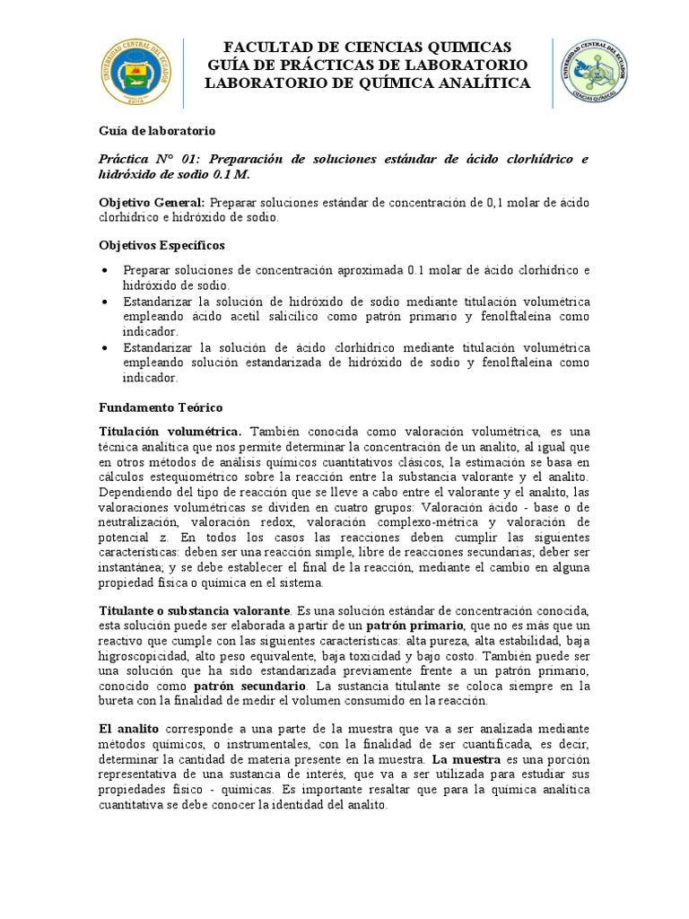 Práctica Número 1 - Estandarización HCL y NaOH | PDF | Valoración | Química