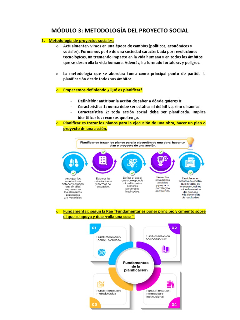 Módulo 3 - Metodología Del Proyecto Social - Proyecto Social | PDF ...