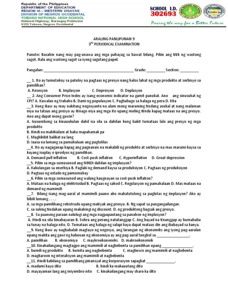 3RD Periodical Examination April 27, 2023 | PDF