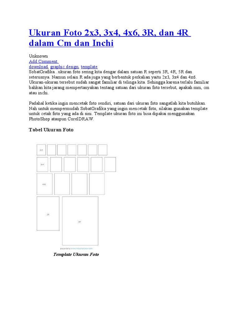 Ukuran Foto 2x3 | PDF