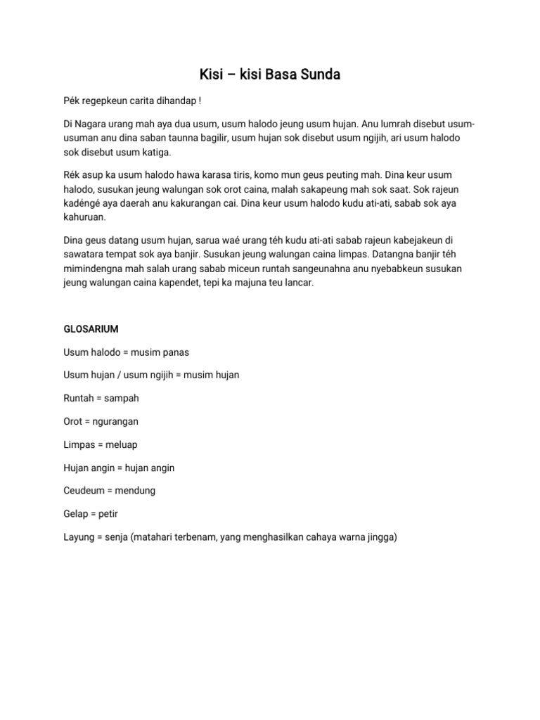 Kisi - Kisi Basa Sunda | PDF