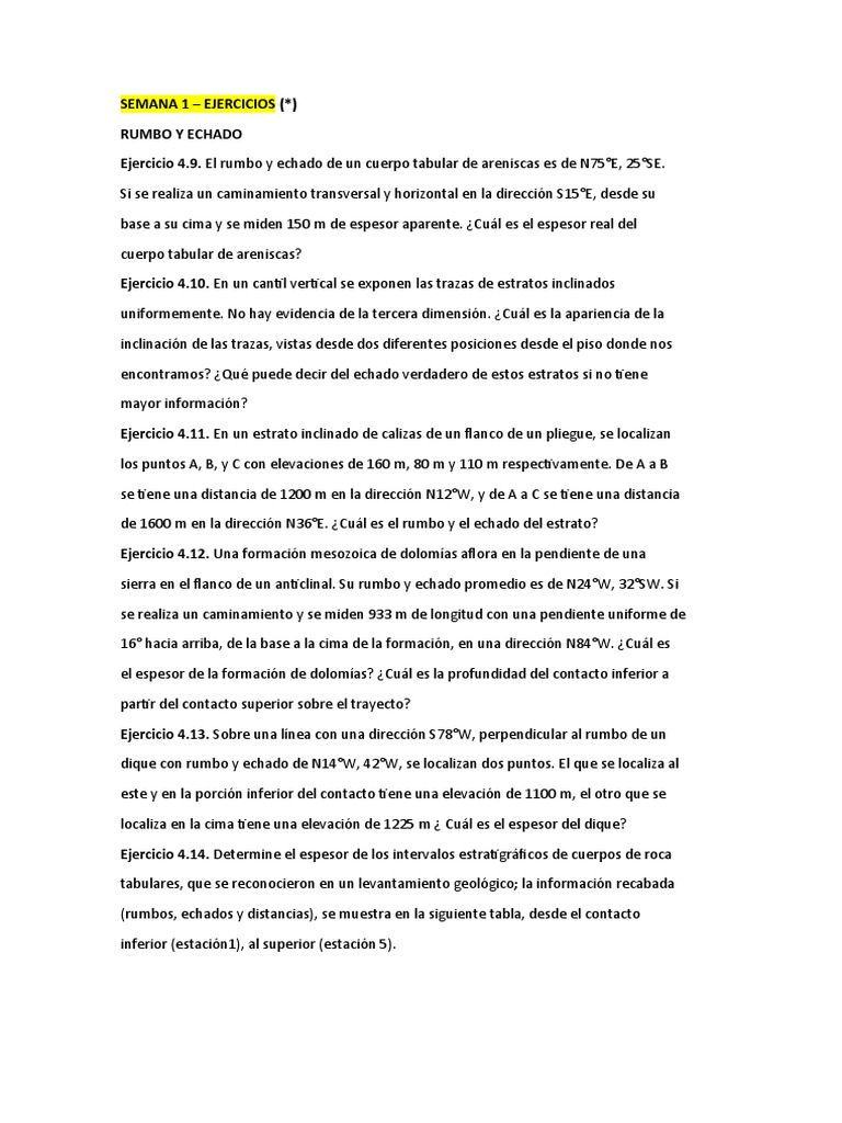 Rumbo y Echado en Estratos Inclinados | PDF | Estrato | Estratigrafía