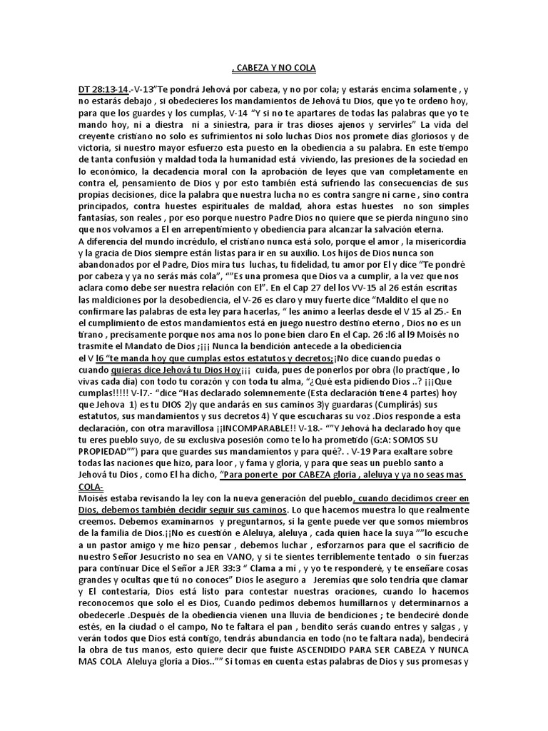 Cabeza y No Cola | PDF | Dios | Oración