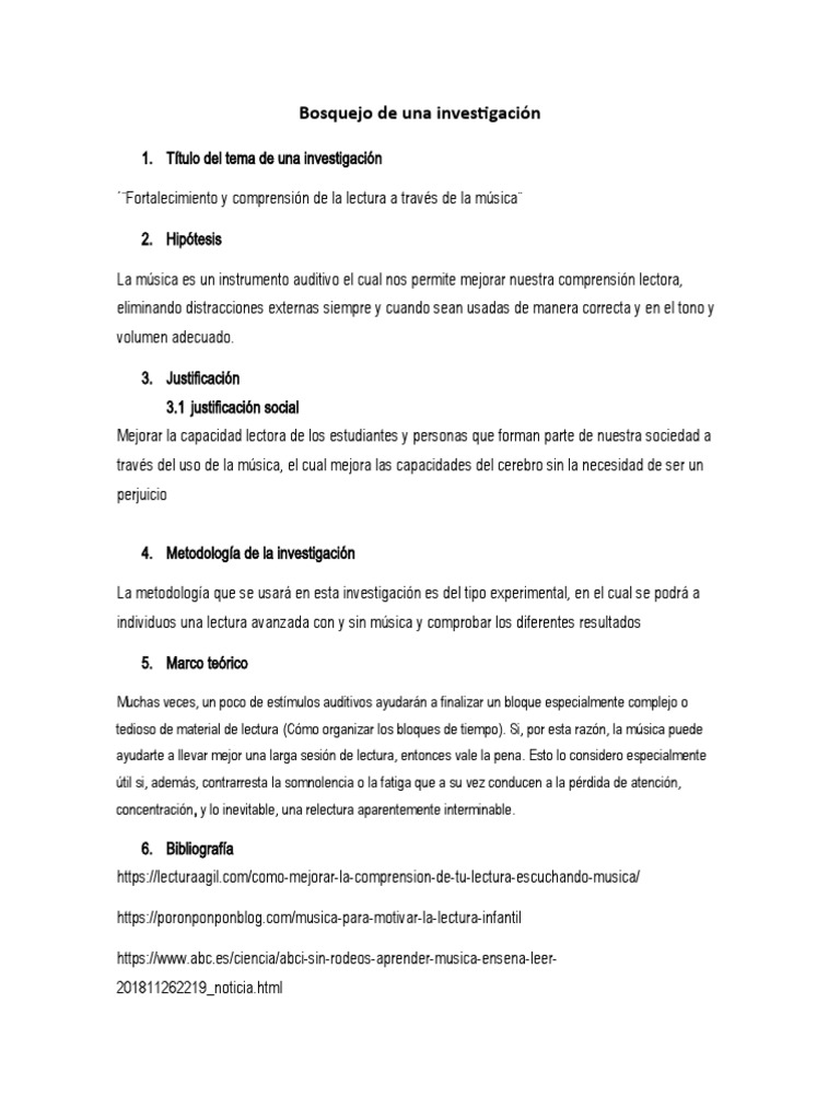 Bosquejo de Una Investigación | PDF