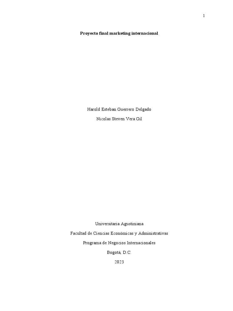 Proyecto Final Marketing Internacional | PDF | Marketing | Producto (Negocio)