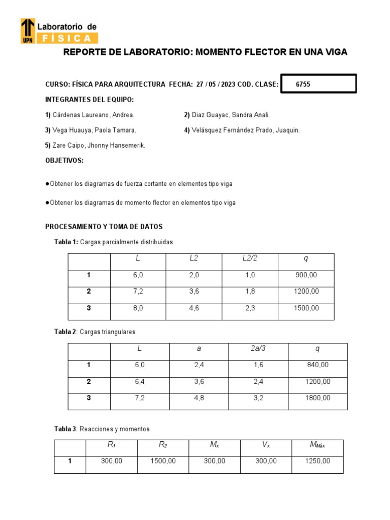 Reporte Lab Fisiarq s10 MF | PDF | Viga (Estructura) | Mecanica clasica