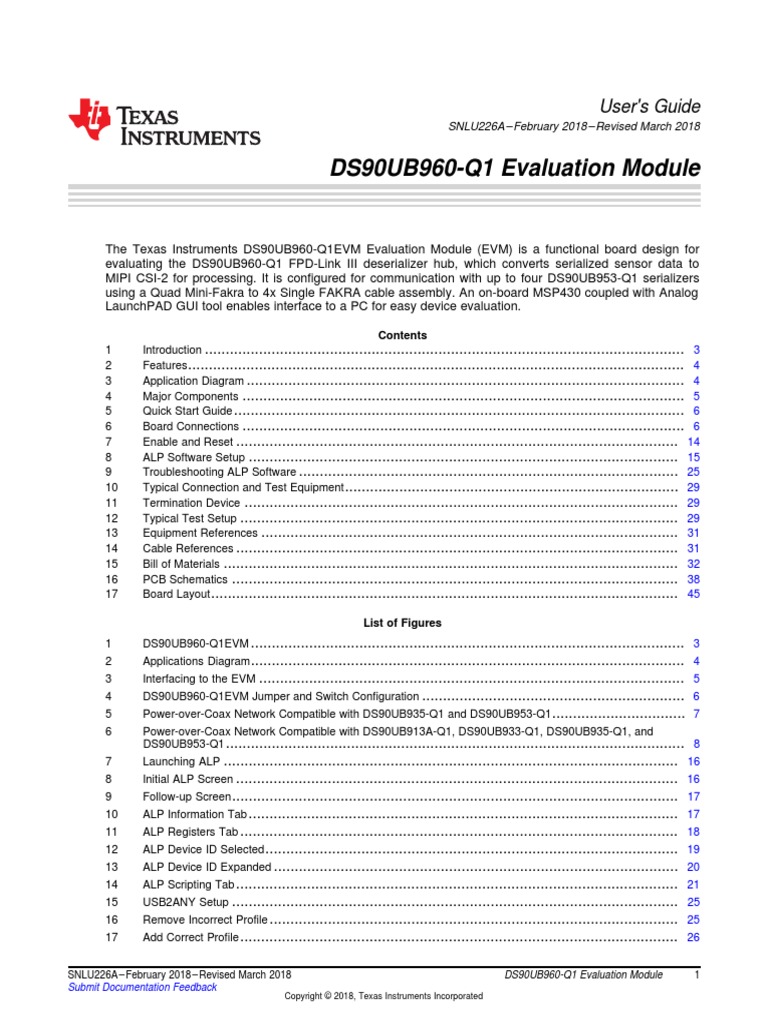 Texasinstruments Ds90ub960q1evm Datasheets 4805 | PDF | Computer ...