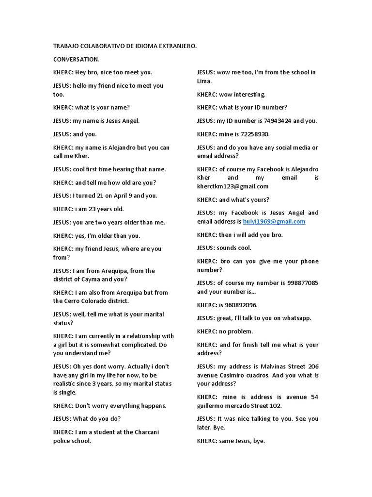 Conversacion Ingles | PDF