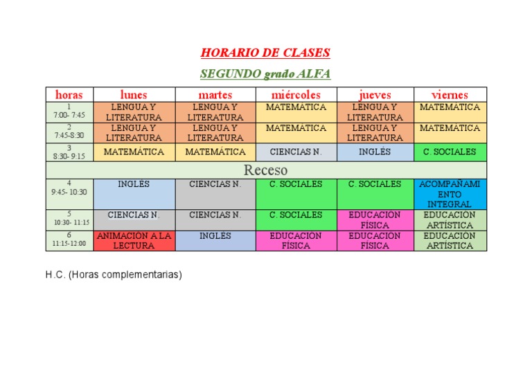 Horario de Clases | PDF