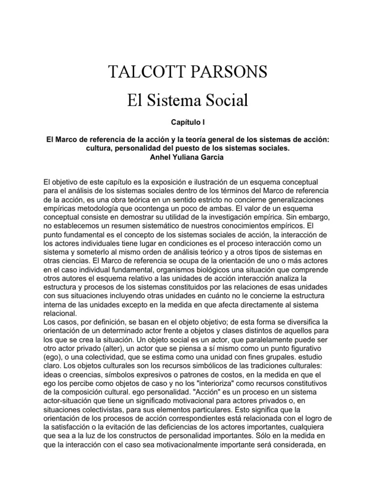 Talcott Parsons Con Actividades | PDF | Motivación | Motivacional