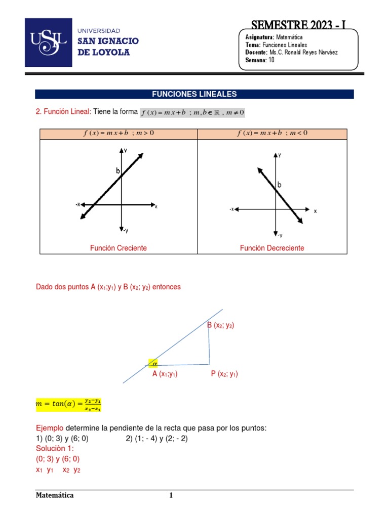 Guía 10 Funciones Lineales | PDF | Oferta (economía) | Linealidad