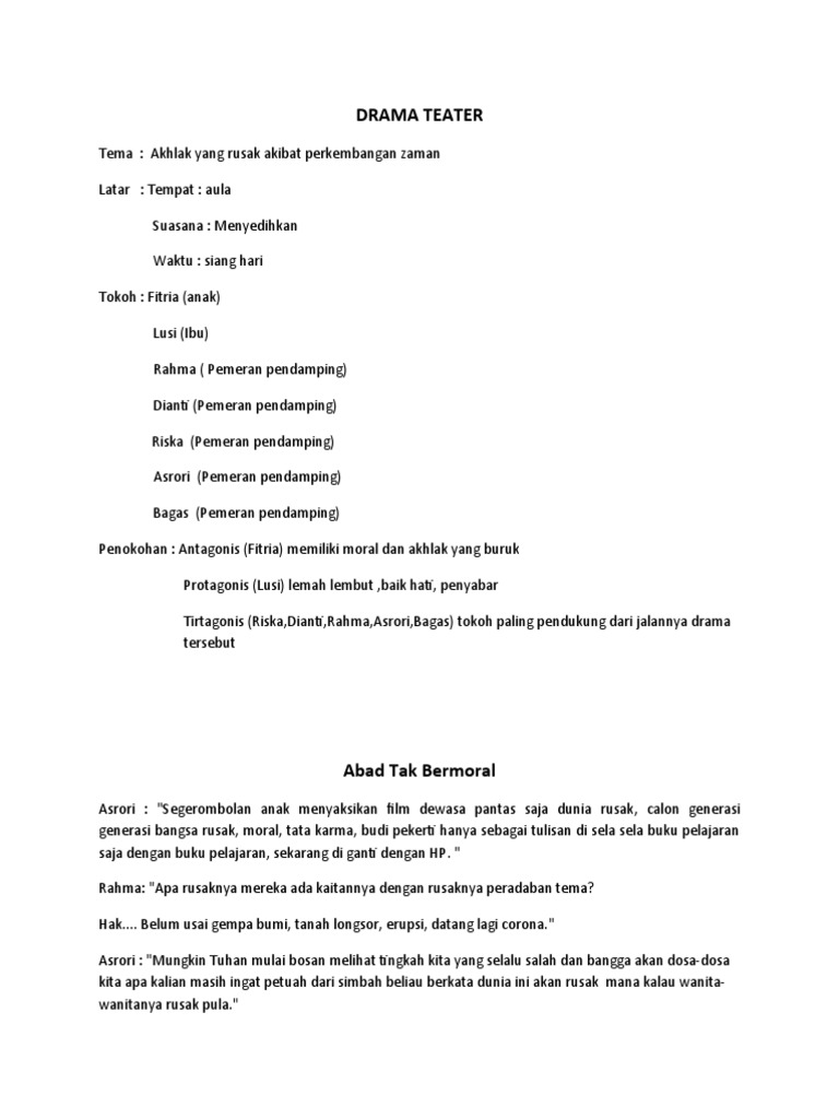 Abad Tak Bermoral dalam Drama Teater | PDF