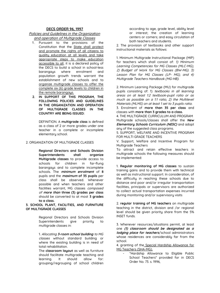 Multi-Grade Notes | PDF | Classroom | Teachers