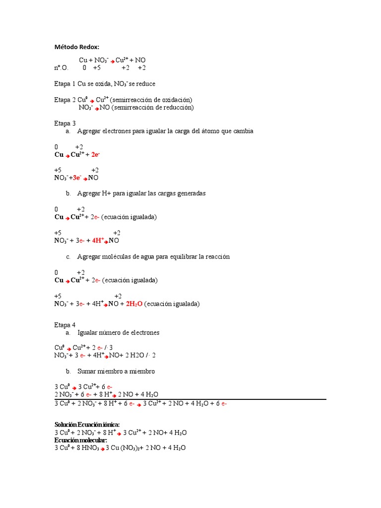 Ejercicios del Método Redox | PDF | Redox | Química