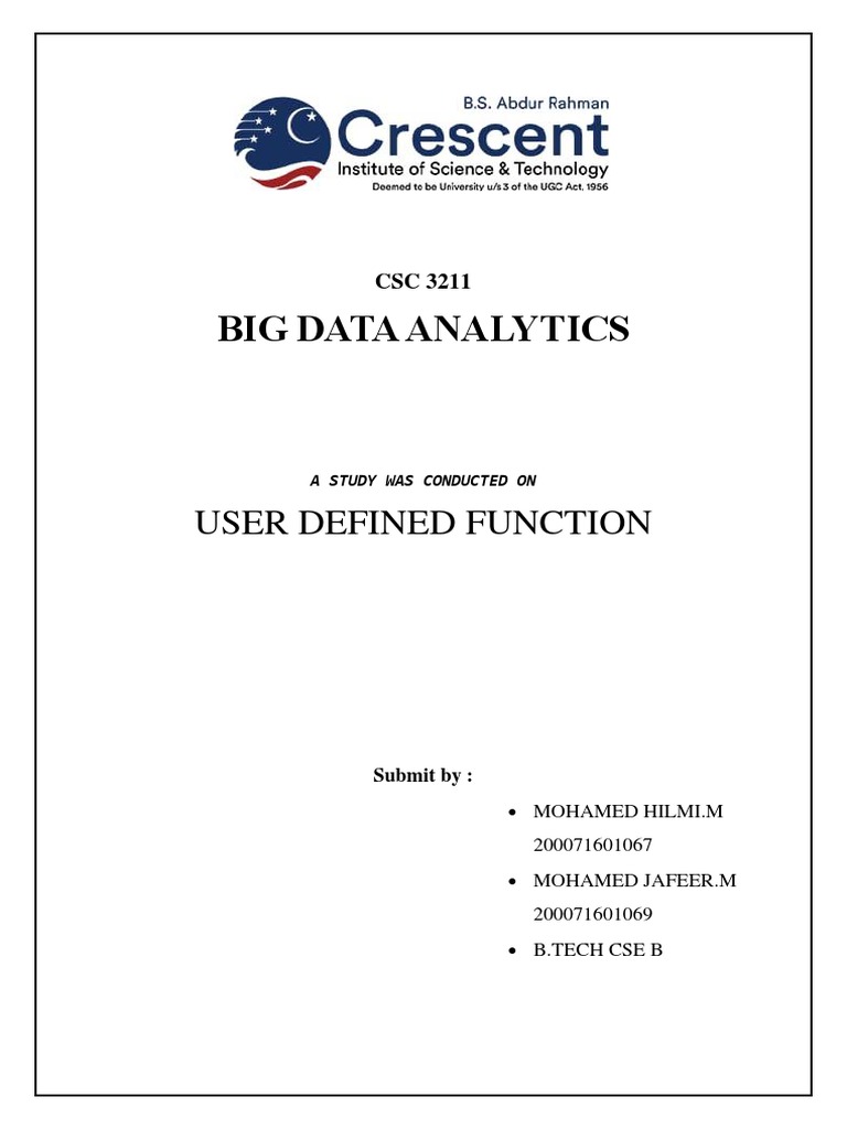 Big Data Analytics Udf | PDF | Apache Spark | Map Reduce