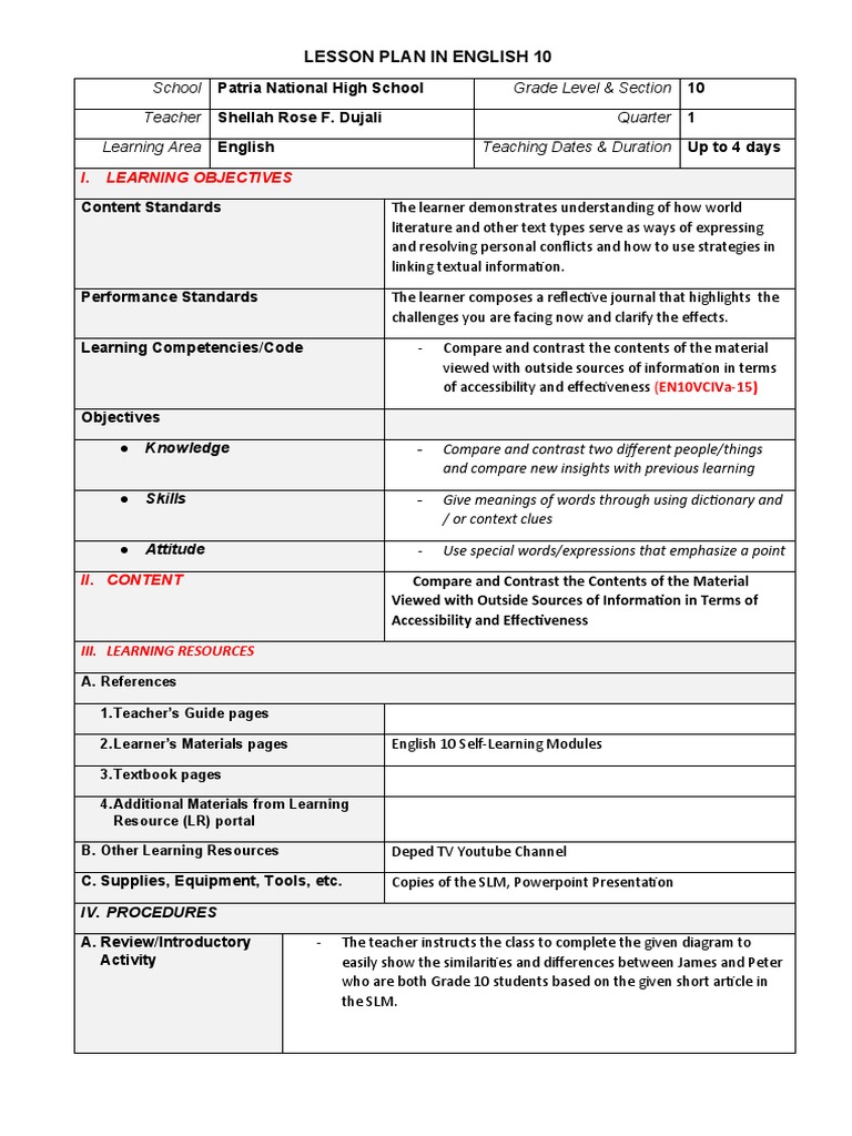 Dlp-Eng-G10-Q1-Melc-4-Week 4 | PDF | Learning | Athena