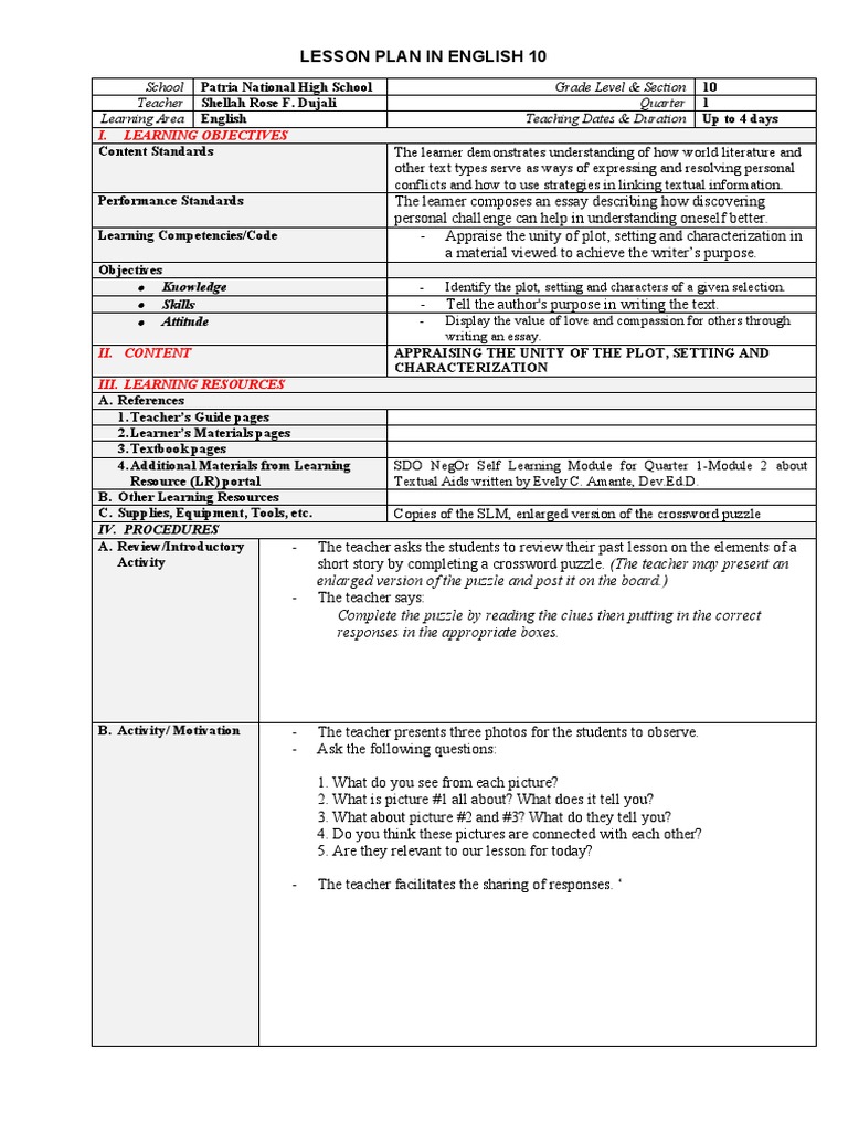 Dlp-Eng10-Q1-Melc-3-Week 3 | PDF | Learning | Cosette