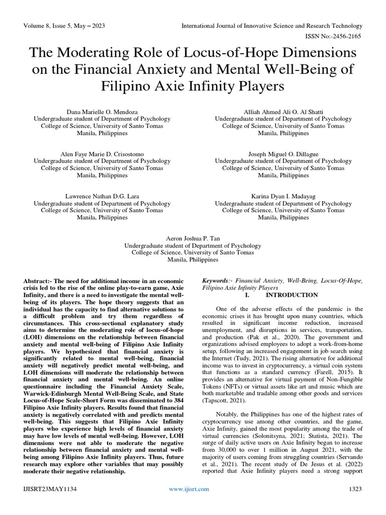 The Moderating Role of Locus-Of-Hope Dimensions On The Financial ...