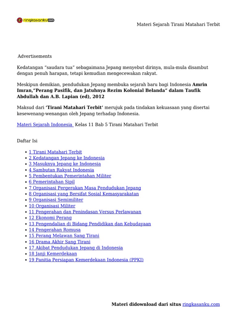 Materi Sejarah Tirani Matahari Terbit | PDF