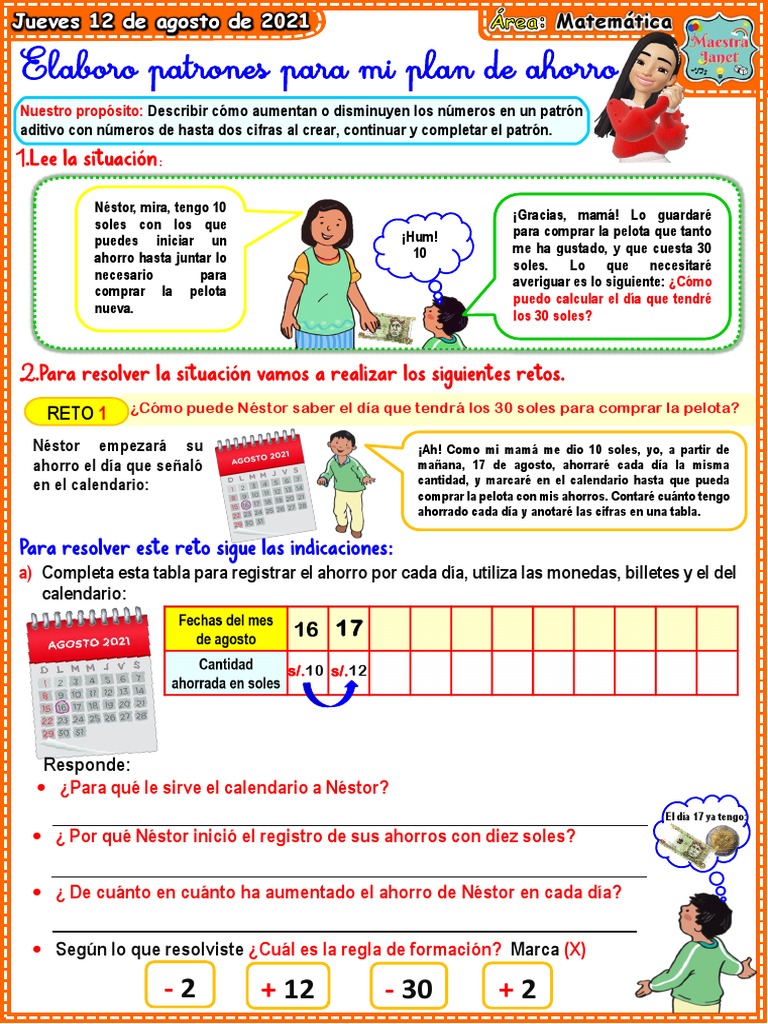 Elaboro Patrones para Mi Plan de Ahorro Maestra Janet | PDF
