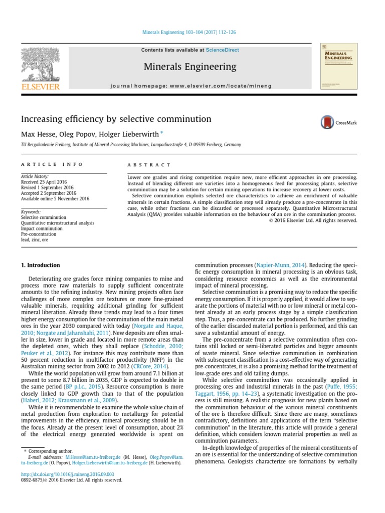 02 Increasing Efficiency by Selective Comminution | PDF | Minerals | Mining